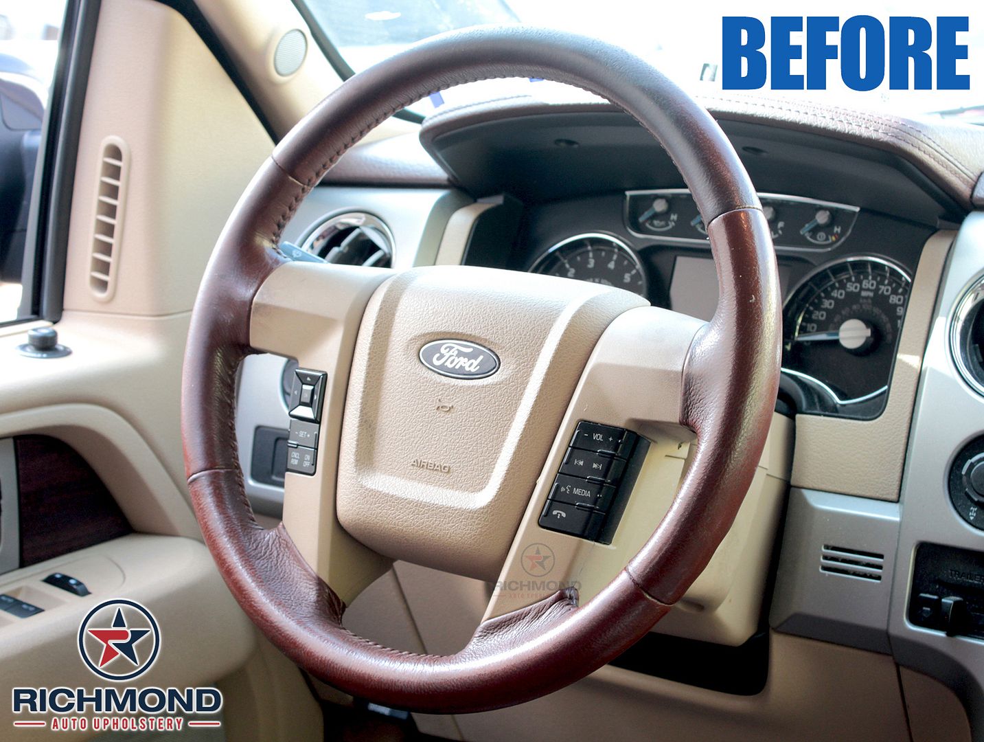 2013-2014 Ford F-150 King Ranch 4X4 F150 2WD -Leather Wrap Steering ...