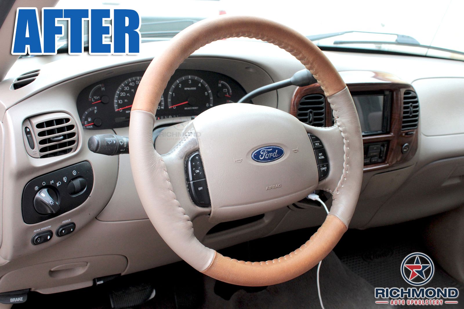 2003 2004 2005 Ford F250 F350 KING RANCH - 4-Seam Leather Steering ...